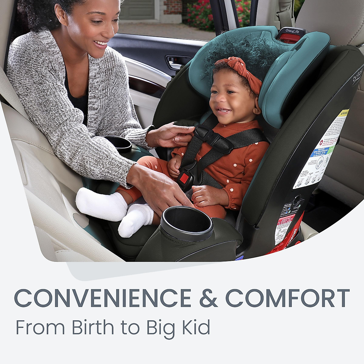 Britax One4Life Convertible Car Seat, 10 Years of Use from 5 to 120 Pounds, Converts from Rear-Facing Infant Car Seat to Forward-Facing Booster Seat, Machine-Washable Fabric, Jade Onyx