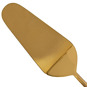 Koyal Wholesale Modern Cake Server Set - 2-Piece Gold Wedding Cake Cutter & Server With Handle