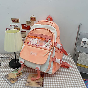Kawaii Backpack for Girls Japanese Backpack Waterproof Nylon with Cute Pendant School Bookbags Aesthetic Backpack Travel Bag