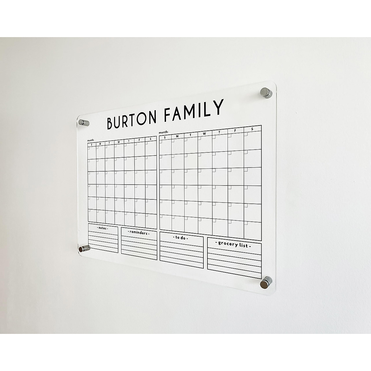 Acrylic Two Month Wall Calendar - Personalized Calendar 2024, Two Month Planner Family Calendar 2024 Calendar w Marker, Monthly and Weekly Double