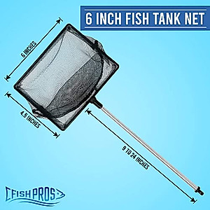 FISH PROS Fine Mesh Fish Tank Net with Long Handle – Aquarium Fish Net with Extendable 24-inch Long Handle – Fish Tank Aquarium Accessories