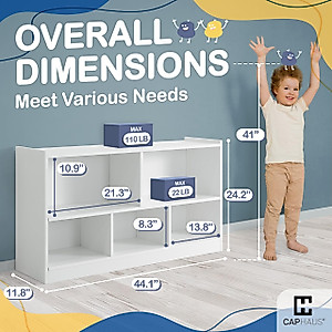 CAPHAUS 5 Cube Open Bookcase, Freestanding Bookshelf Organizer w/Storage, Horizontal Storage Shelves, Bookcase w/Open Compartments, Modern Display Shelf for Living Room, Bedroom, Home Office, White