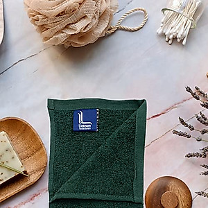 Linteum Textile 12 Piece Face Towel Set, 12x12 Inch, 100% Soft Cotton 16 Single Ring Spun Premium Washcloths Absorbent Durable Luxurious Face Towel (Hunter Green)