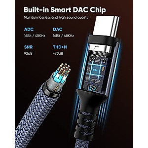 Highwings USB Type C to 3.5mm Female Headphone Jack Adapter, (2-Pack) USB C to Aux Audio Dongle Adapter Compatible for Samsung Galaxy S23 S23+ S23 Ultra, S22 S21 S20 Plus/Ultra, iPad Pro, Pixel (Grey)