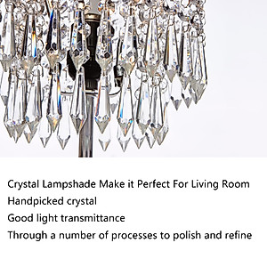 Popity home Crystal Table Lamp with Touch Control,Silver Lamp with Dual USB Charging Ports, 3 Way Dimmable Small Glam Lamp for Girls Bedroom, Living Room…