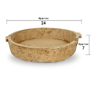 Artissance Approx. 24" Wide 7" High Large Round Weathered Natural Wooden Indoor/Outdoor Antique, Home Kitchen Dining Garden Display Plate (Size & Finish Vary) Serving Trays