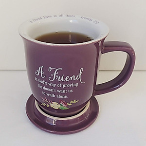 Cathedral Art Abbey Gift (Abbey & CA Gift) 14oz Purple Floral Friend Mug with Matching Coaster