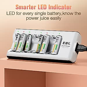 EBL AAA Rechargeable Batteries, 8 Pack Precharged AAA Batteries 1.2V 1100mAh with AA AAA Battery Charger