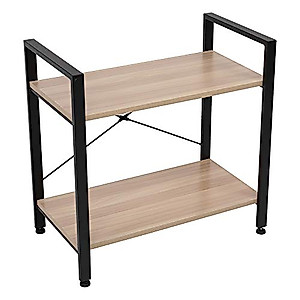 2-Tier Gray Bookshelf, Bookcase, Industrial Wood Storage Rack Open Shelves, Modern Standing Bookshelves Display Rack for Bedroom Living Room, Bookcase Shelf Storage Organizer 60 x 33 x 58.5cm