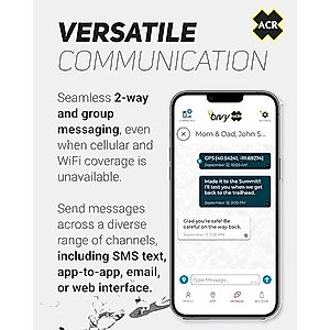 ACR Bivy Stick Satellite Communicator - Two-Way Global SMS, GPS Tracker for Hiking Safety, Off-Grid Communication, SOS Emergency Beacon, Satellite Messenger & Location Sharing - iOS/Android App