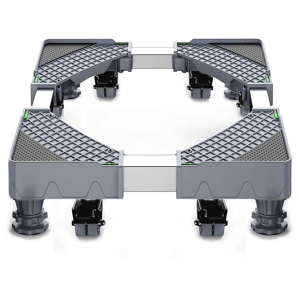 HQO LOVL Upgrade Fridge Stand Mobile Base With 8 Locking Wheels And 4 Strong Feet 27.5”-35.4” Adjustable Furniture Dolly for Washer Dryer Washing Machine Stand Pedestal, Refrigerator Stand(GRAY)