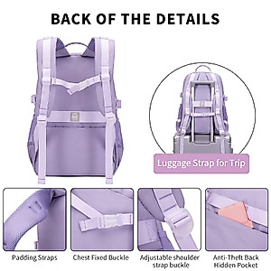 Harlang multi-function Backpack for teens, Laptop Backpack Fit 15.6 Inch, Classic Bookbag with Multi Pockets, Durable for School & Travel & Business - Purple