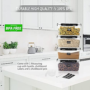CASA LINGO Pantry Organization and Storage, Pasta Containers for Pantry Kitchen, Set of 4 Plastic Airtight Food Storage Containers with Lid for Bulk Food Dry Food Cereal 4L