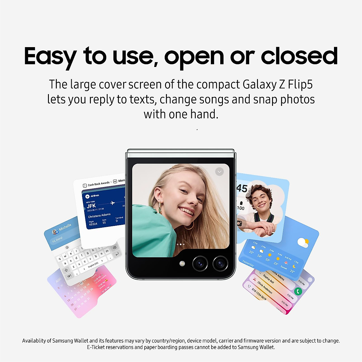 SAMSUNG Galaxy Z Flip5 AI Phone, 256GB Unlocked Android Smartphone, Compact, Foldable Design, One-Hand Control, Best Selfies, Full Cover Screen, Hands-Free Use, US Version, 2023, Cream