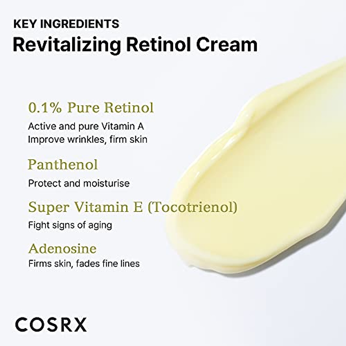 COSRX Retinol 0.1 Cream, Anti-aging Cream with 0.1% Retinoid Treatment for Face, Reduce Wrinkles, Fine Lines, Signs of Aging, Gentle Skin Care for Day & Night, Not Tested on Animals, Korean Skincare