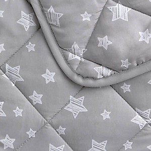 Toddler Bed Blanket for Boys Lightweight, Toddler Comforter Quilted Warm Blanket with Grey Star Print, Ultra Soft and Comfortable Baby Comforter Down Alternative Crib Comforter, 39x47 Inches