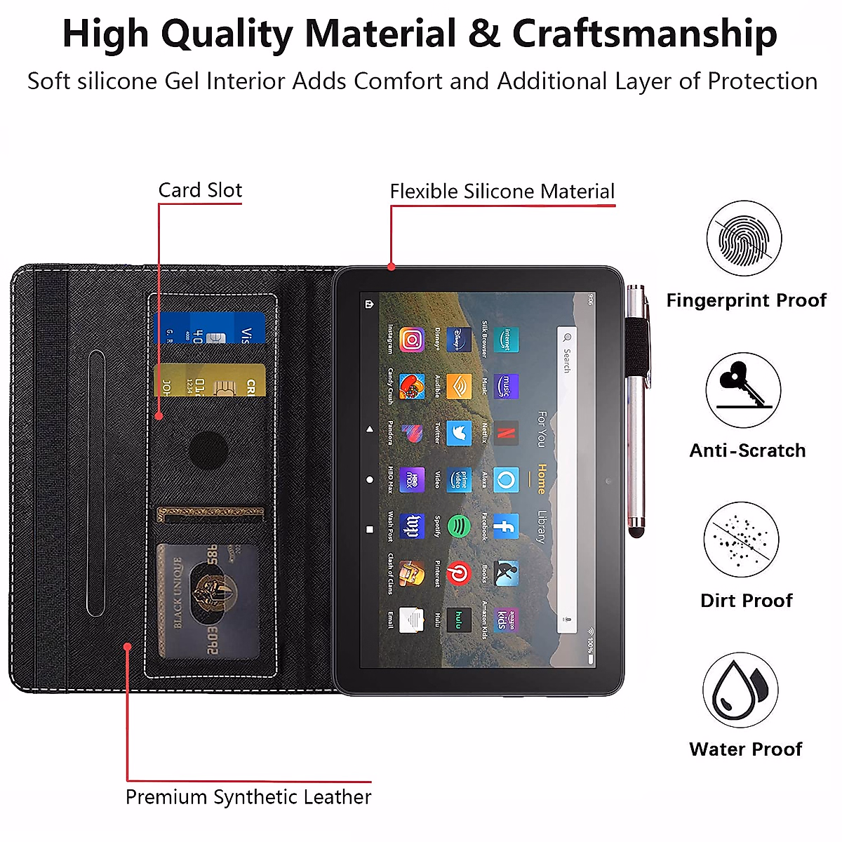 FVAENDHIO Case for Amazon Kindle Fire HD 8 & Fire HD 8 Plus Tablet (12th/10th Generation, 2022/2020 Release) - Premium PU Leather Cover with Auto Sleep Wake, You are My Sunshine, Sunflower