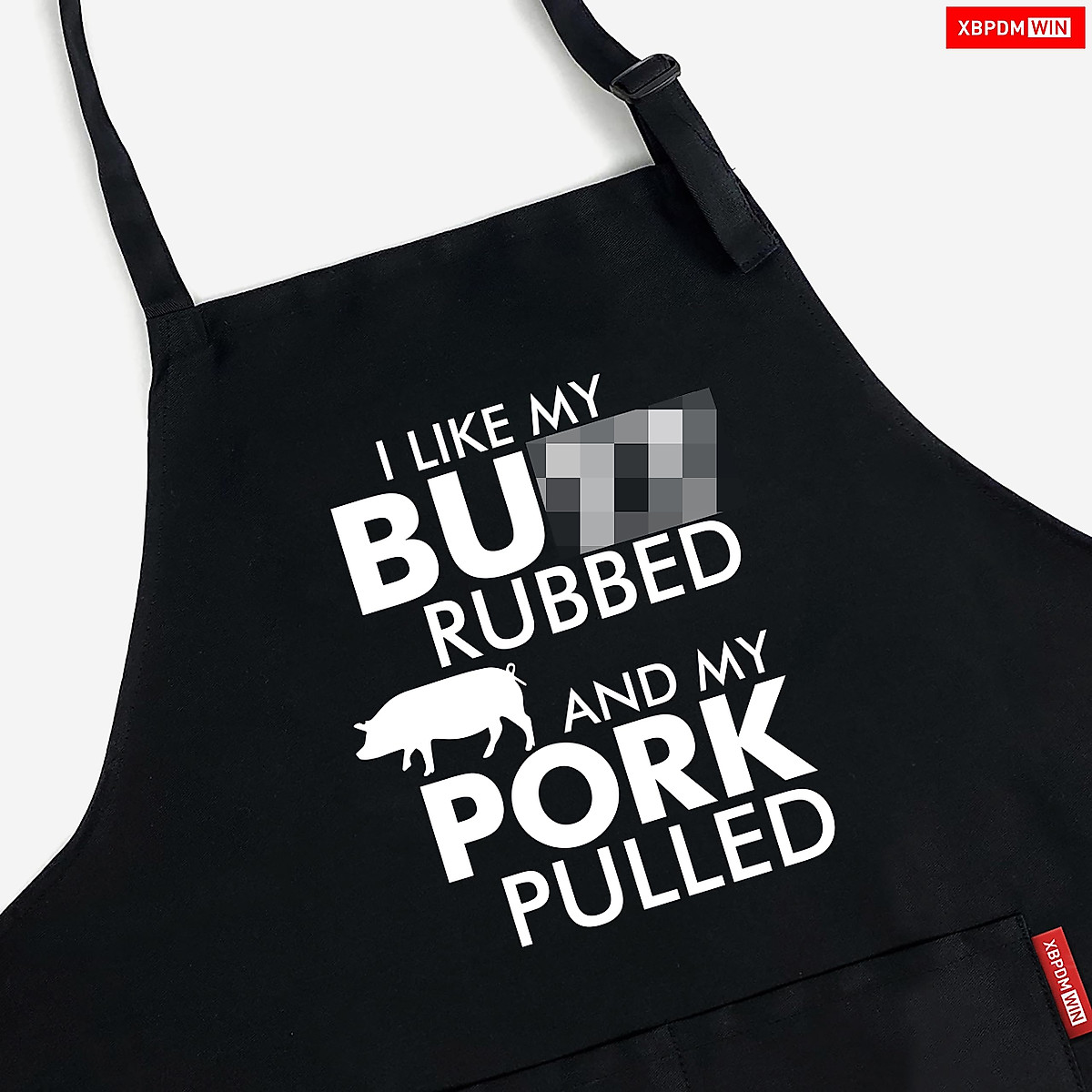 XBPDMWIN Funny Cooking Aprons for Men - I Like My Butt Rubbed and My Pork Pulled - Grilling BBQ Apron for Mens with 2 Pockets - Birthday Gifts for Men, Husband, Boyfriend, Guy, Dad, Friends, Him