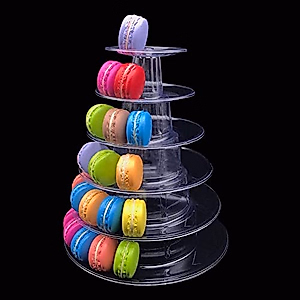 Candora 6-layer Round Macaron Tower Cake Stand Macaron Display Rack for Wedding Birthday Dessert Stand Cake Plate