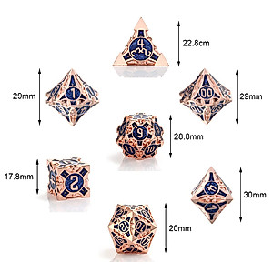 Polyhedral Metal Dice Set,7Pcs Dices D4 D6 D8 D10 D12 D20 Sets,for Board Game,Dungeons and Dragons,DND,Role Playing Games (A02)