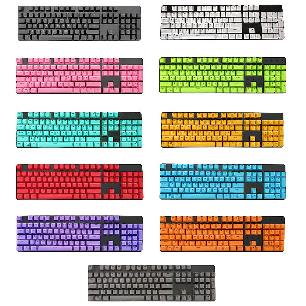 Trusway Gaming Mechanical Keyboard 104Pcs/Set PBT Universal Anti-Ghosting Backlit Key Keycaps for PC MacBook Laptop and More Update Version White