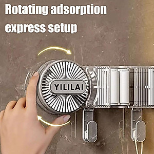 Suction Cup Mop Wall Hanging,Bathroom Row Suction Cup Mop Clip,Sliding Brooms Mop Holders,Organizer Mop And Broom Storage Tool Rack,for Laundry Room