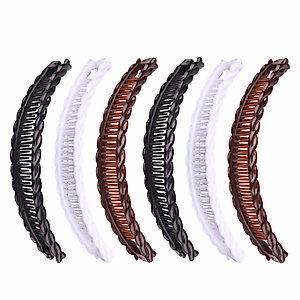 Banana Clips Hair Clincher Combs Bananas Vintage Large Hair Clip for Thick Fine Hair Women Clamp Accessory Banana Clip（Pack of 6） (D)