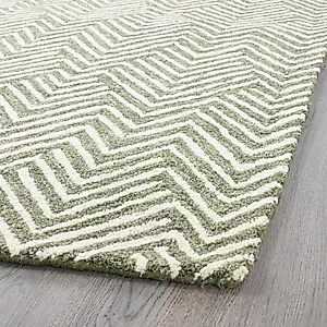 Modern Herringbone Chevron Collection Area Rug - Handmade Wool Carpet, Durable for High Traffic, Contemporary Design for Living Room, Bedroom, Dining Room Decor (HB-A, 6' Round)