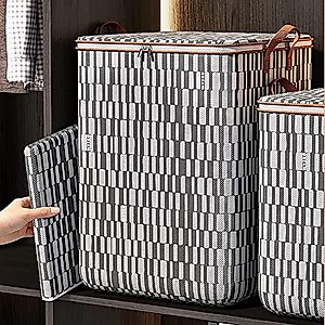 FAJHHA Upgraded 2023 Large Capacity Folding Clothes Storage Bag Wardrobe Sorting Storage Box Portable Storage Bag Winter Cup Storage Box with Zipper for Comforters Bedding Quilt (L(50x50x70cm))