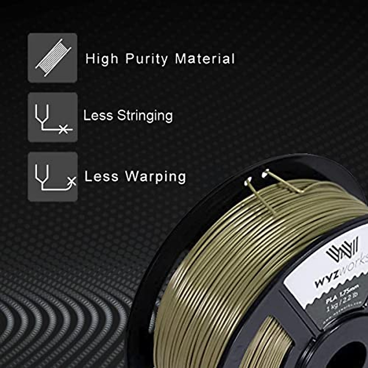 WYZworks PLA 1.75mm [ Military Olive Green ] Premium Thermoplastic Polylactic Acid 3D Printer Filament - Dimensional Accuracy +/- 0.05mm 1kg / 2.2lb + [ Multiple Color Options Available ]