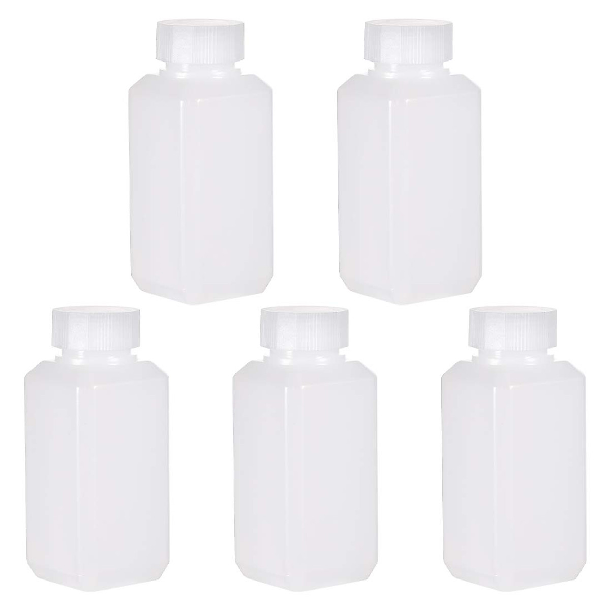 uxcell Plastic Lab Chemical Reagent Bottle, 100ml/ 3.4oz Wide Mouth Sample Sealing Liquid/Solid Storage Bottles, White 5pcs