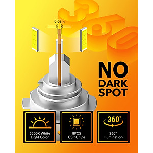 OXILAM H7 LED Bulbs 400% Brighter, 6500K Cool White 8 LED Chips No Dark Spot, 1:1 Size No Adapter Required, All-in-One Forward Light Fog Lights Replacement, Pack of 2