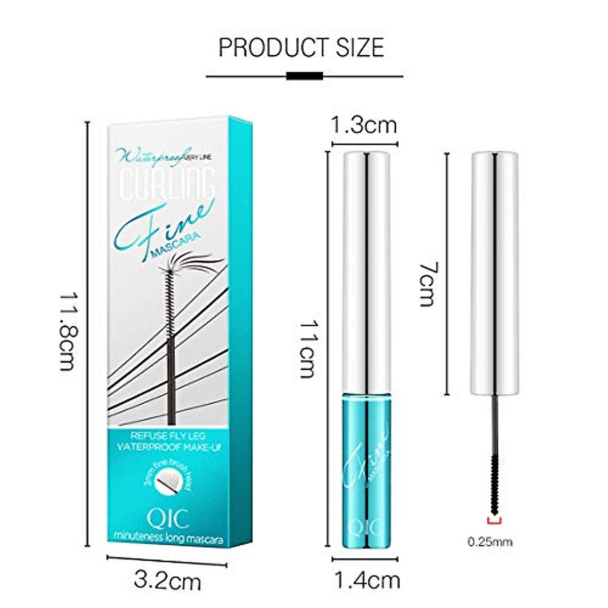 2PCS Ultra Fine Black Mascara,Skinny Mascara,Catching tiny eyelashes,No clumping(2.5mm Diameter)