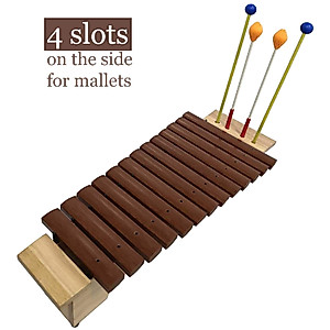 Orff Soprano Xylophone with Resonator, 16 Fiberglass Keys, 2 Pairs of Mallets