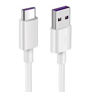 USB C Charger Cable for JISULIFE Handheld Mini Fan, WiHoo Fan, CIVPOWER Neck Fan, HomeLifairy Fan, FrSara, Bladeless, SWEETFULL Replacement Personal Portable Fan Type-C Charging Power Cord (5FT White)