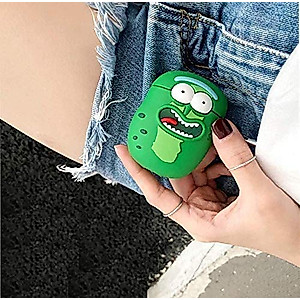 sdfsd AirPods Pro Case [3D Rick and Morty Cute Unique Cartoon ] Personalized Custom Skin Silicone Protective Cases(Green)