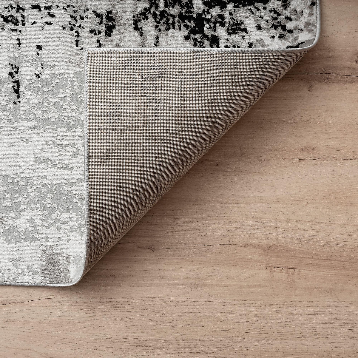 Rug Culture Area Rug, Modern Abstract Area Rug, Non-Shedding Rugs for Living Room Bedroom Home Decor, Anti-Slip Jute Backing Indoor Soft Rug Carpet- (Black/Gray, 6FT Round)