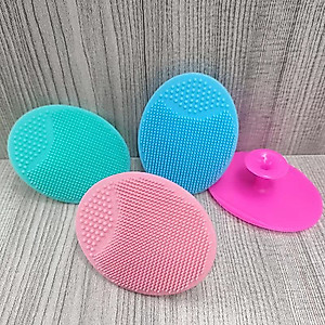 Face Scrubber, Facial Exfoliator, Face Scrub Brush, Soft Face Brush, Silicone Facial Cleansing Brush, Face Exfoliator Blackhead Acne Pore Cradle Cap Face Wash Brush for Deep Cleaning Skin Care 4 Pack