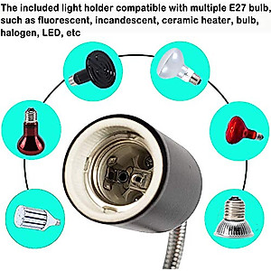 JackSuper 75W Reptile Heat Lamp, Turtle Heating Light UVA UVB Temperature Adjustable 360°Rotatable Clip Basking Lamp for Amphibian Reptile Turtle Lizard Snake (Heat Light with 2pcs 75W Bulb)