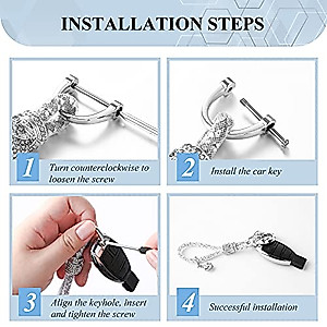 Crystal Bling Car Keychain for Women Glitter Rhinestone Keychain Ring Strap Key Fob Fashionable Glitter Key Fob Keychain Accessories Car Key Chains Car Key Decorations DIY Crafts (White,1 Piece)