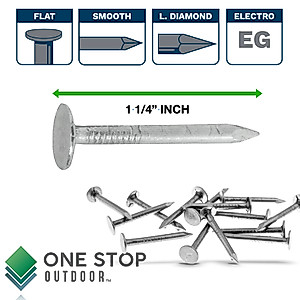 (250 Pack) 1-1/4-Inch Galvanized Roofing Nails Professional Grade - Used to fasten roofing felt, asphalt singles & insulation board (250)
