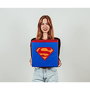 DC Comics Superman Logo 11-Inch Storage Bin Cube Organizers, Fabric Basket Container, Cubby Cube Closet Organizer | Comic Book Superhero Toys, Gifts And Collectibles