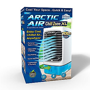 Arctic Air Chill Zone XL Evaporative Cooler with Oscillating Fan, Auto-Off Timer, Portable Fan with 4 Adjustable Speeds, 16-Hour Cooling Fan for Bedroom, Living Room, Office & More,White