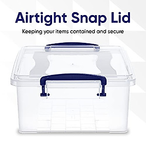 Superio Clear Storage Bins with Lids Stackable, Plastic, Storage Container, Latch Box with Locking Handles, Multiple Sizes (5 Pack- Flat Containers)
