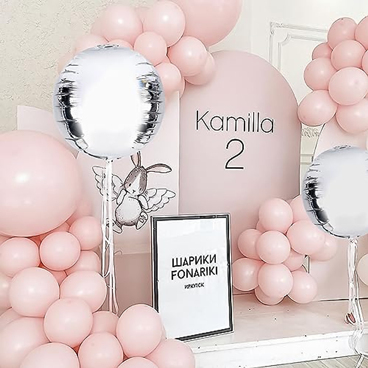 RUBFAC Silver Balloons 22 Inch, 6pcs 4D Round 360 Silver Chrome Balloon Silver Foil Balloon for Bachelorette Party Decorations, Silver Metallic Balloons for Baby Shower, Birthday and More