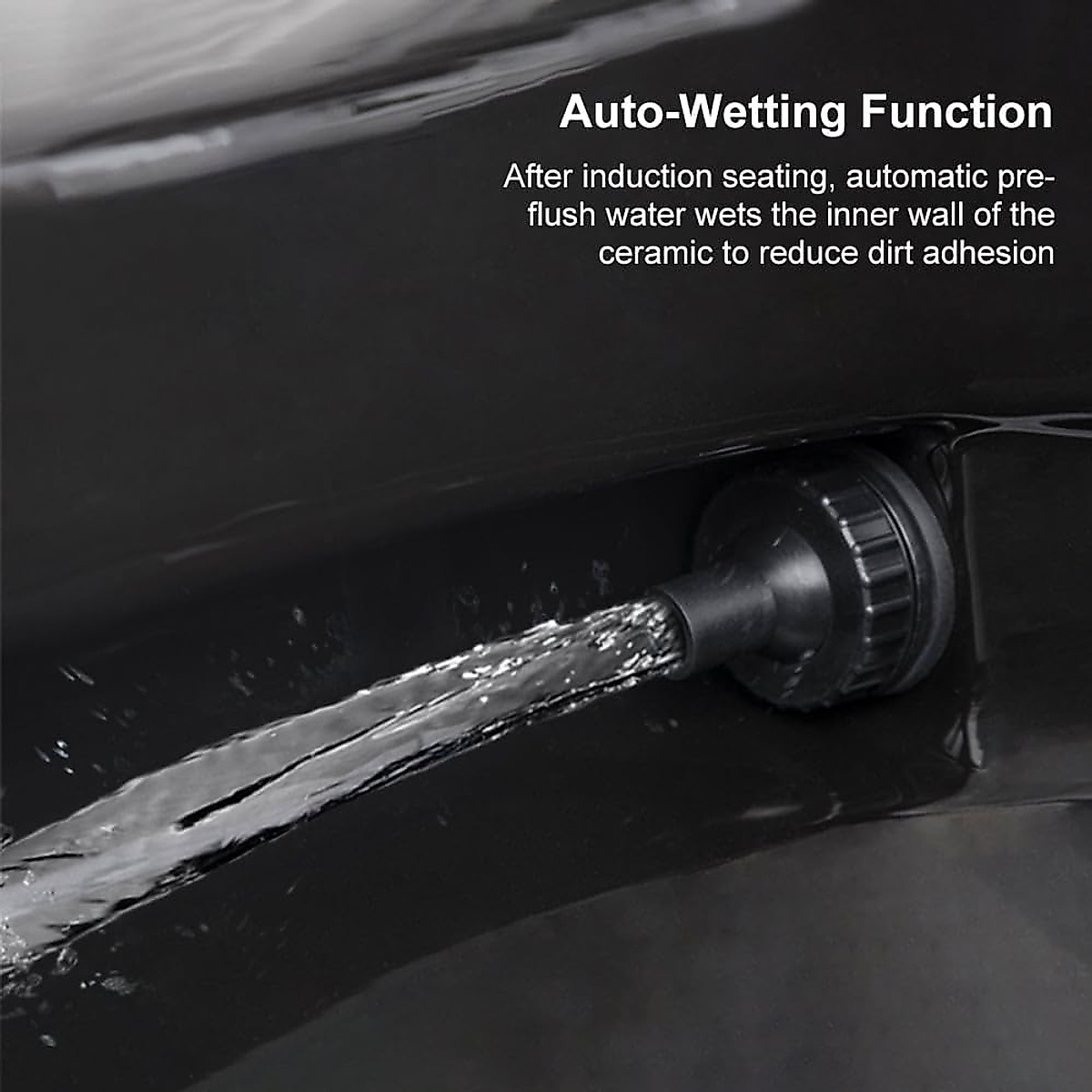 KunMai Smart Toilet with Bidet Built in,Auto Open/Close,Heated Seat, Automatic Flush Bidet Toilet,Night Light, One-Piece Black Toilet for Bathroom