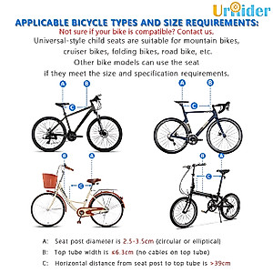 UrRider Child Bike Seat, Front Mount Kids Bike Seat,Fit Mountain Bikes, Cruiser Bikes, Folding Bikes, Ultra Light,Portable, Tool-Free, Quick-Release,Toddler Bike Seat for 2-6 Years(up to 60lbs)