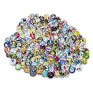 Soleebee BL005 100 pcs Mixed Random Aluminum Glass 18mm Snap Buttons Jewelry Charms (Multi-Style)