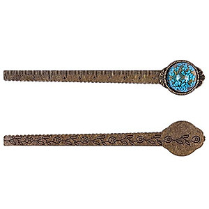 Wisdompro 2 Pcs Metal Bookmark, Retro Vintage Bronze Book Mark Ruler with Dried Flower, Packaged in a Gift Box - an Ideal Gift for Kids, Students, Teachers, Book Lovers - Blue & Purple