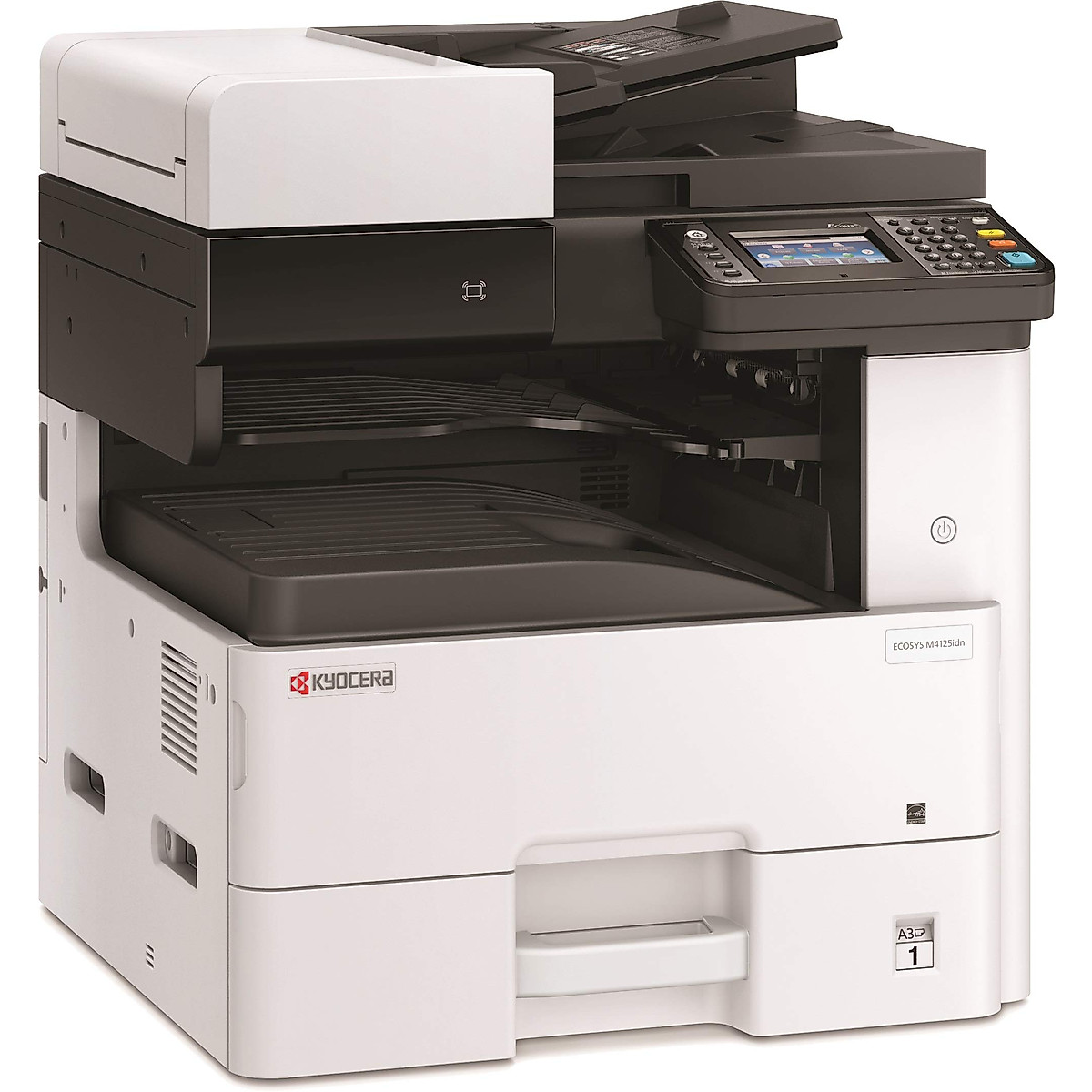 Kyocera 1102P22US0 Model ECOSYS M4125idn Monochrome A3 MFP Multi-Function Laser Printer (Print/Scan/Copy/Fax), 25 ppm B&W, Resolution 600 x 600 dpi Up To Fine 1200 x 1200 dpi, Duplex, HyPAS Capable